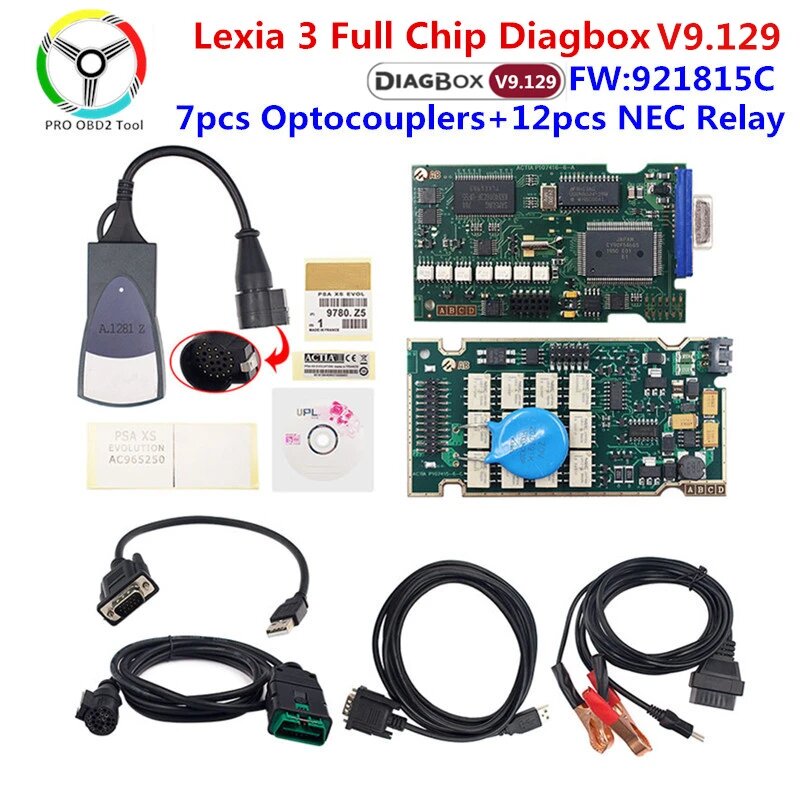 Lexia 3 со светодиодом PP2000 Diagbox V9.129 Полный чип 921815 Диагностический Full chip Lexia