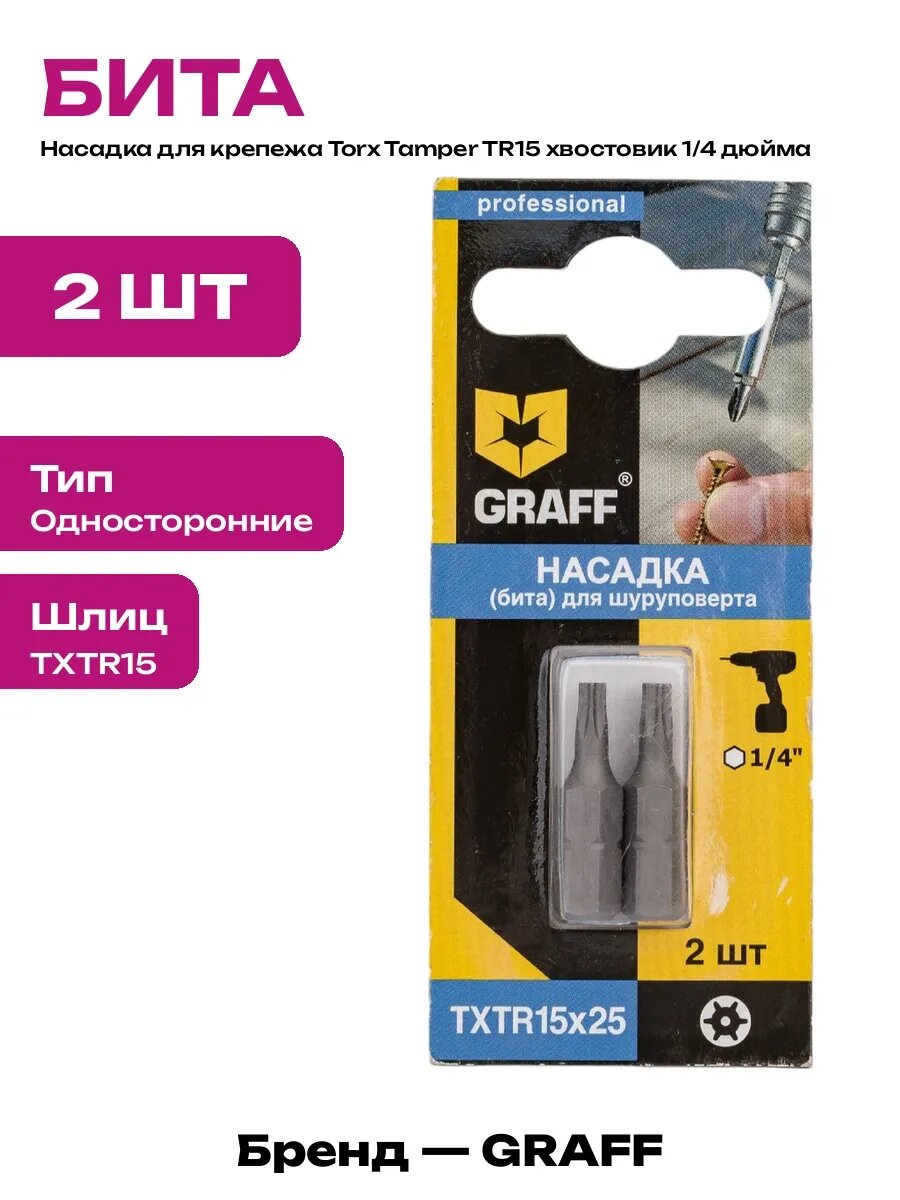 Бита для строительных работ TXTR15 хвостовик 1/4 тип С CrV