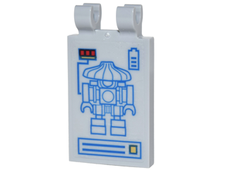 Tile, Modified 2 x 3 with 2 Clips with Diagram of Sweep the Robot with Power Controls and Battery Indicator Pattern (Sticker) - Set 70620, 30350bpb053 Light Bluish Gray U