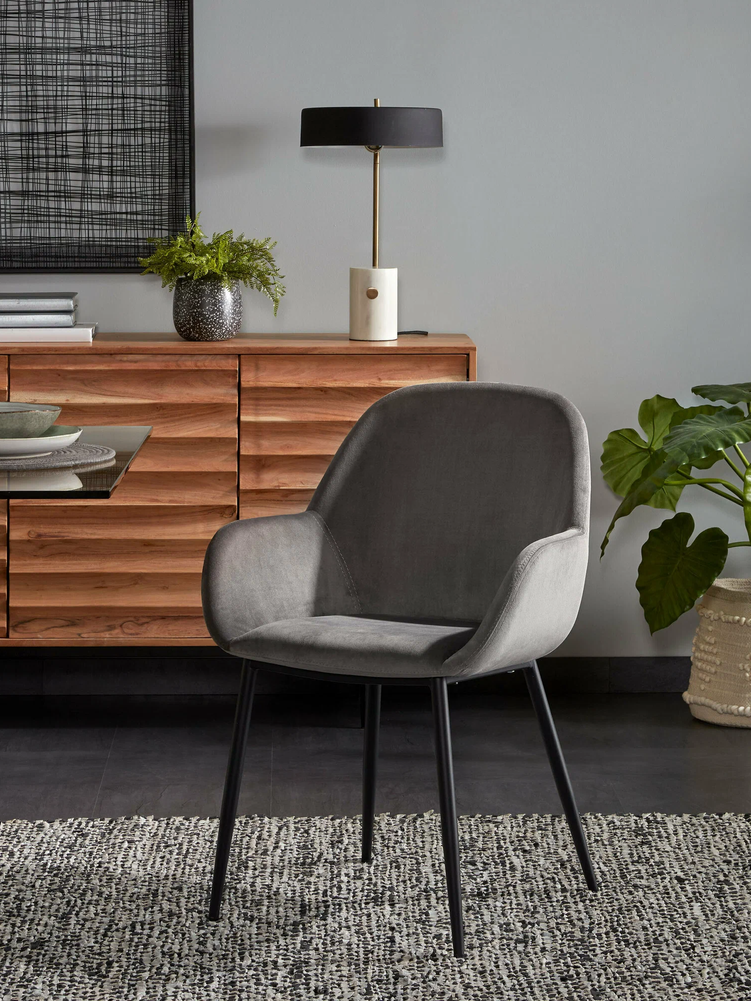 Кресло La Forma Konna, бархатное, без колес, мягкое сиденье, универсальное назначение