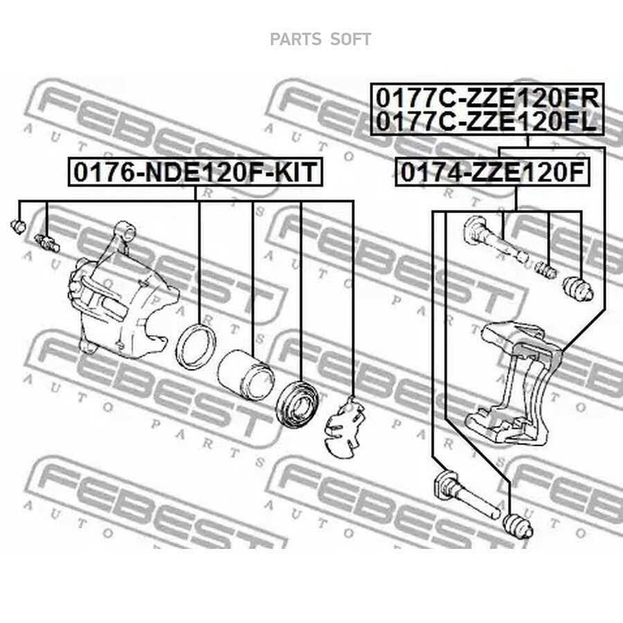 FEBEST 0177C-ZZE120FL Скоба переднего левого тормозного суппорта