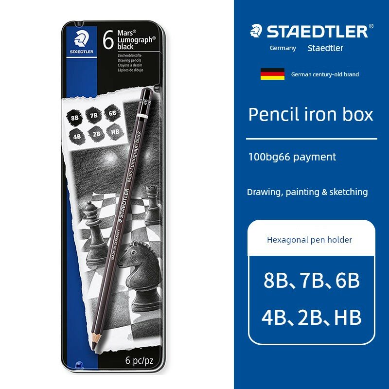STAEDTLER 100-шт. набор карандашей графитовых G6 HB синие и черные стержни жестяная упаковка