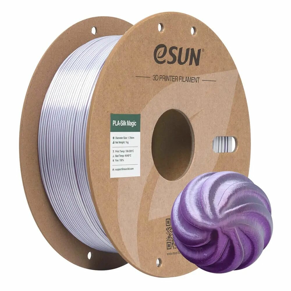 Филамент eSUN Silk-PLA Magic для 3D принтера, Фиолетовое серебро 1 кг.