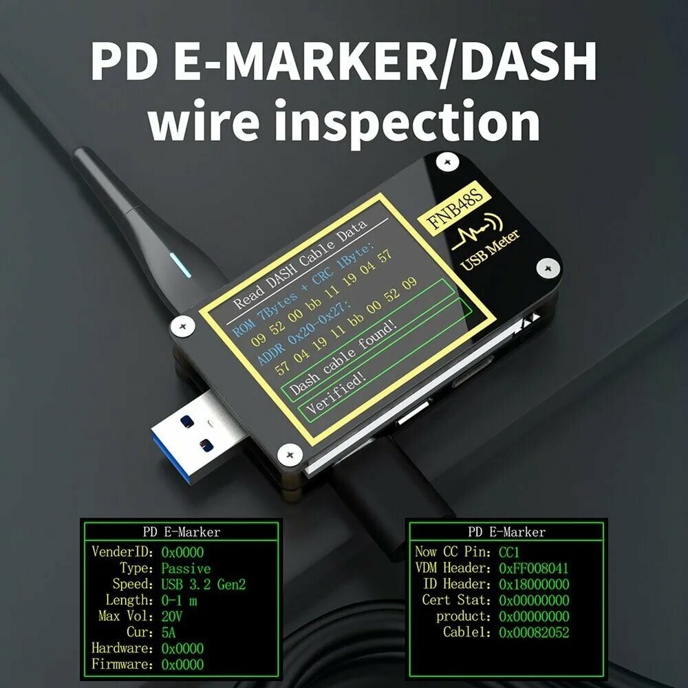 FNB48S Текущий Вольтметр USB тестер триггер для протокола быстрой зарядки QC4 + PD3.0 2.0