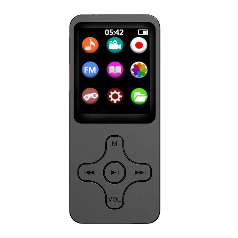 MP3-плеер 128 ГБ серый, с Bluetooth, FM, диктофоном, для прослушивания музыки и просмотра видео