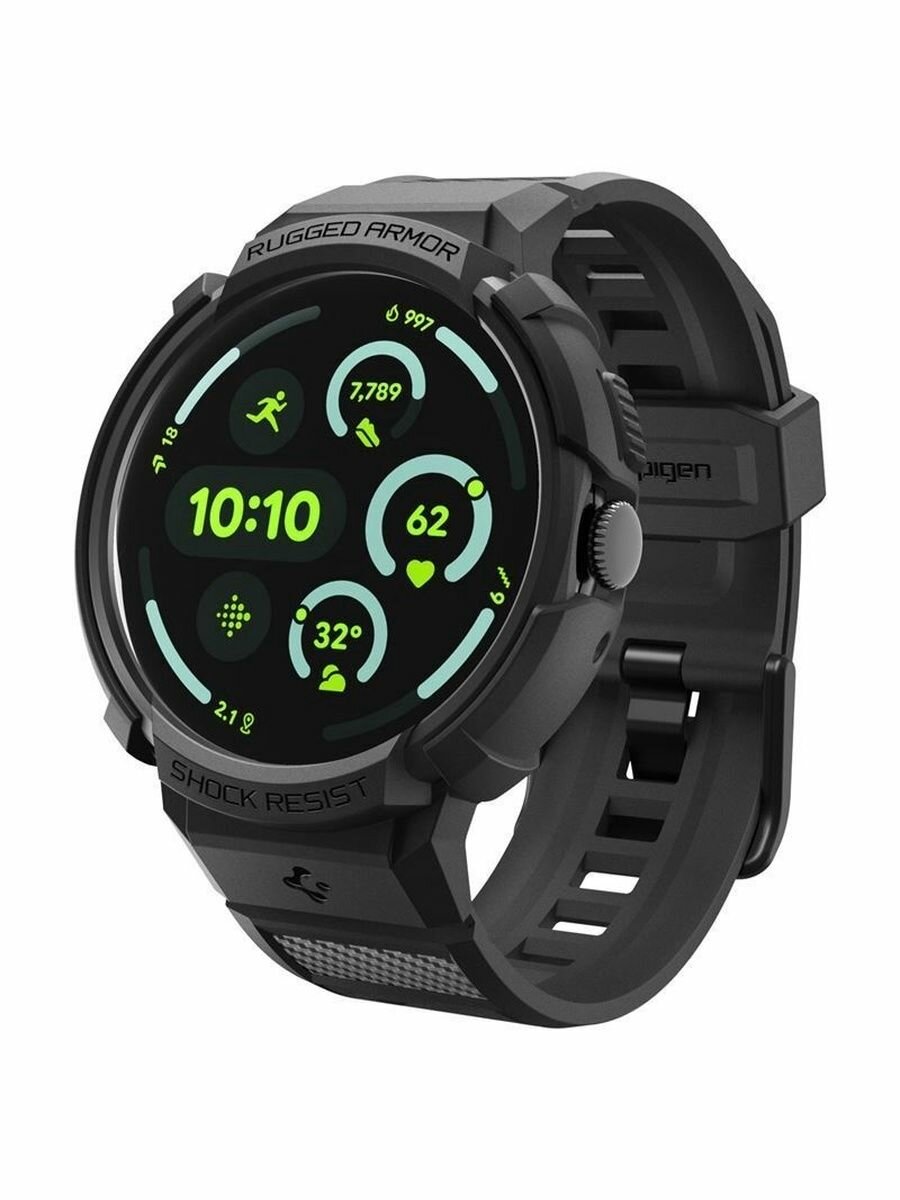 Ремешок на Google Pixel Watch 4 (41 mm), Spigen Rugged Armor Pro (ACS09484) + подставка для зарядки