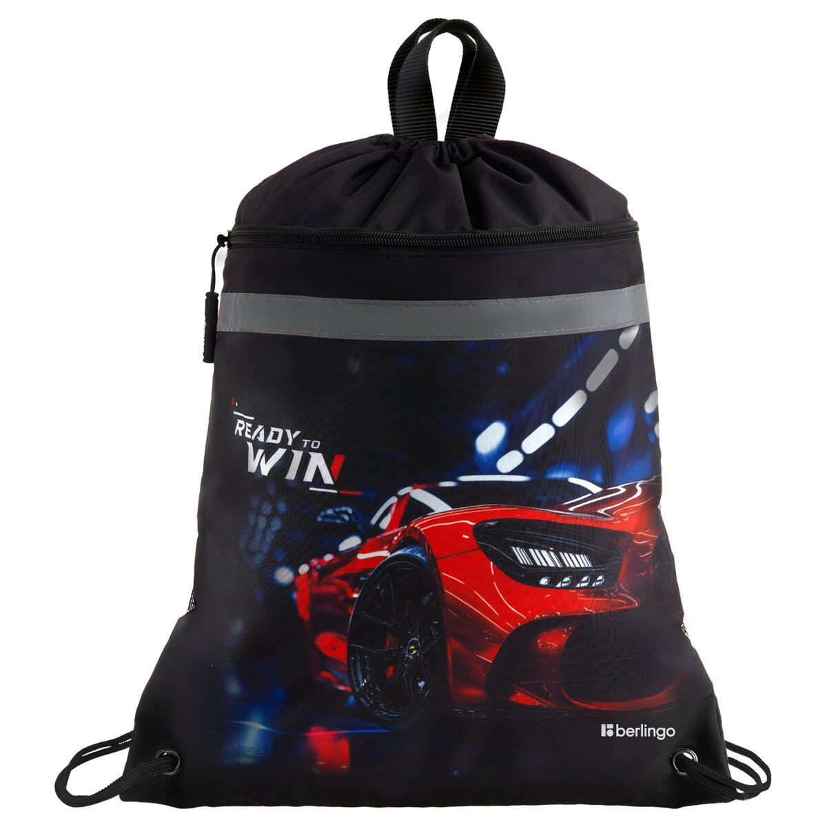 Сумка для обуви / мешок для обуви Berlingo "Ready to win" 360*460мм, вентиляционная сеточка, светоотражающая лента, карман на молнии (SB-EX-1226)