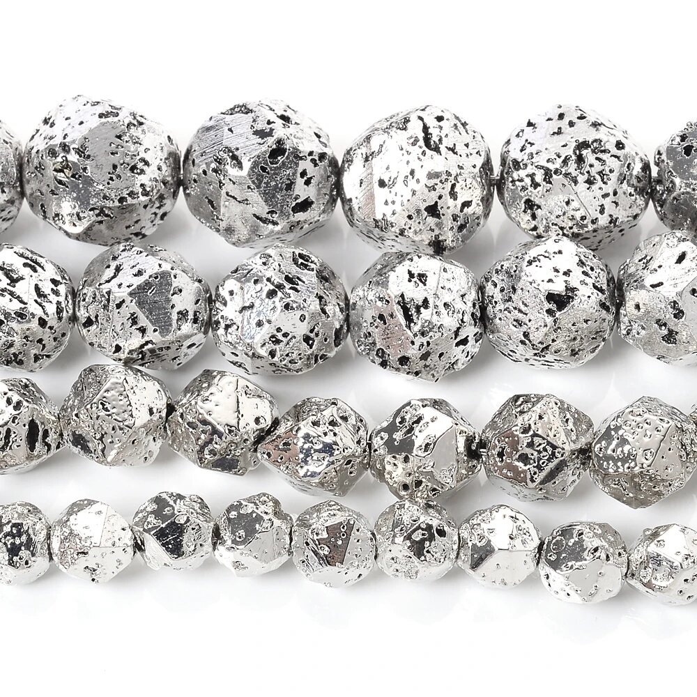 Алмазные граненые бусины из турмалина 6-10 мм 6mm approx 60 beads, Plating white k lava