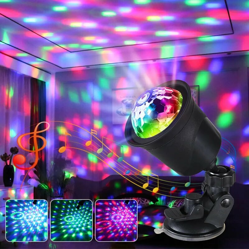 1 шт. диско-шар DJ ночные огни, звуковая активация RGB вращающаяся сценическая стробоскопическая лампа для домашней комнаты, декор на день рождения, свадебные танцевальные вечеринки