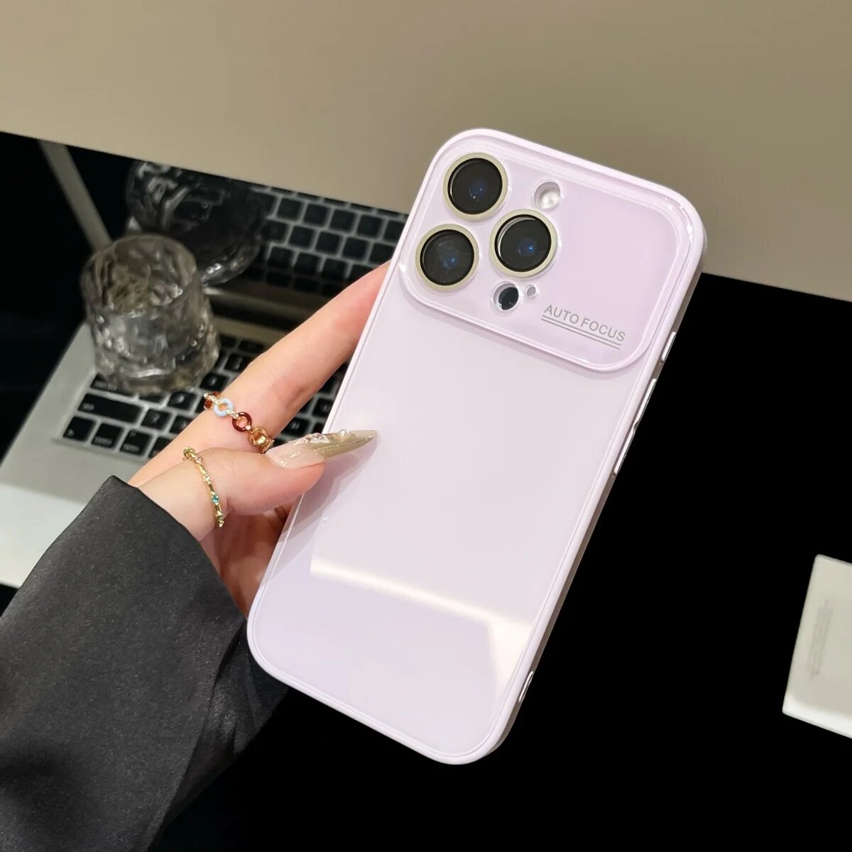 Фиолетовый чехол для iPhone 17 Pro, закаленное стекло