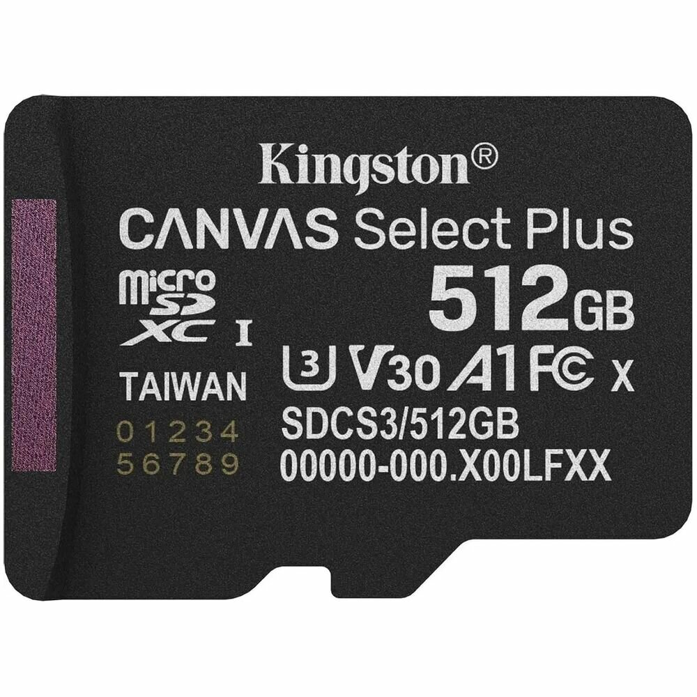 Карта памяти Micro SecureDigital 512Gb Kingston Canvas Select Plus (SDCS3/512GBSP)
