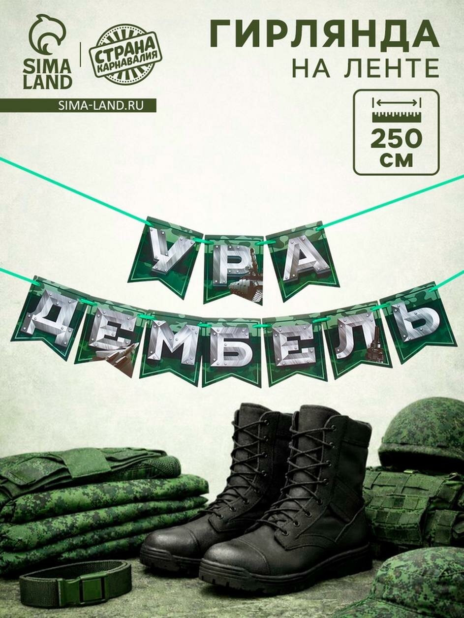Гирлянда на ленте Страна Карнавалия «Дембель», 250 см, зеленый