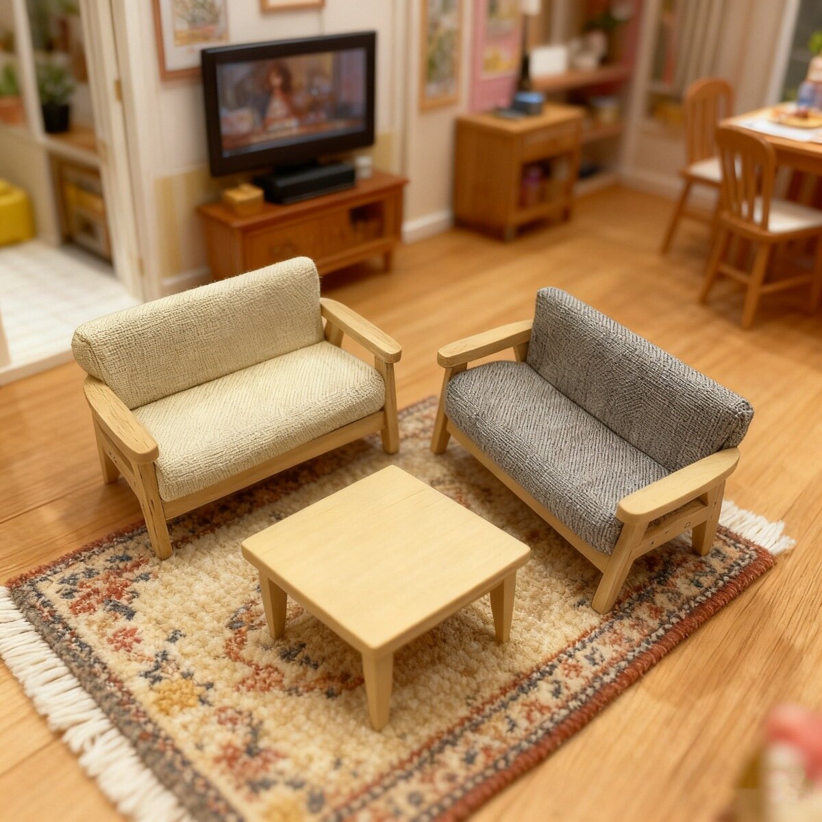 Дом кукольный "Мини-мебель", дерево, голубой, 6 см x 8,7 см x 5 см