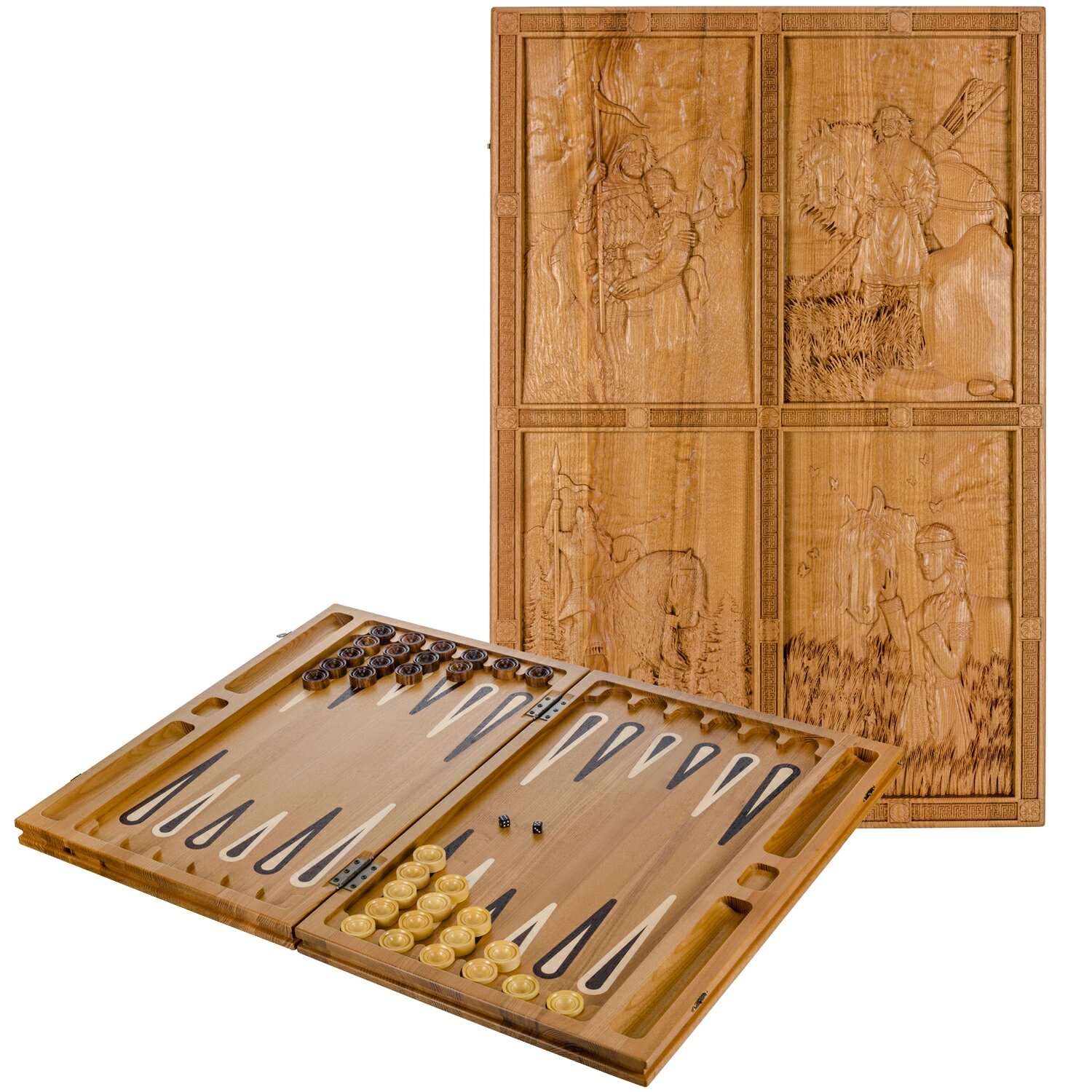 200127/61-54 нарды из массива мореного ясеня "богатырские" дорожные 60*40 см