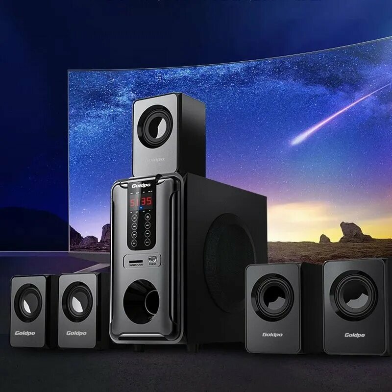Bluetooth-динамик Goldpo H3811B, компьютерный мультимедийный звук 5.1, домашний кинотеатр, сабвуфер с дистанционным управлением