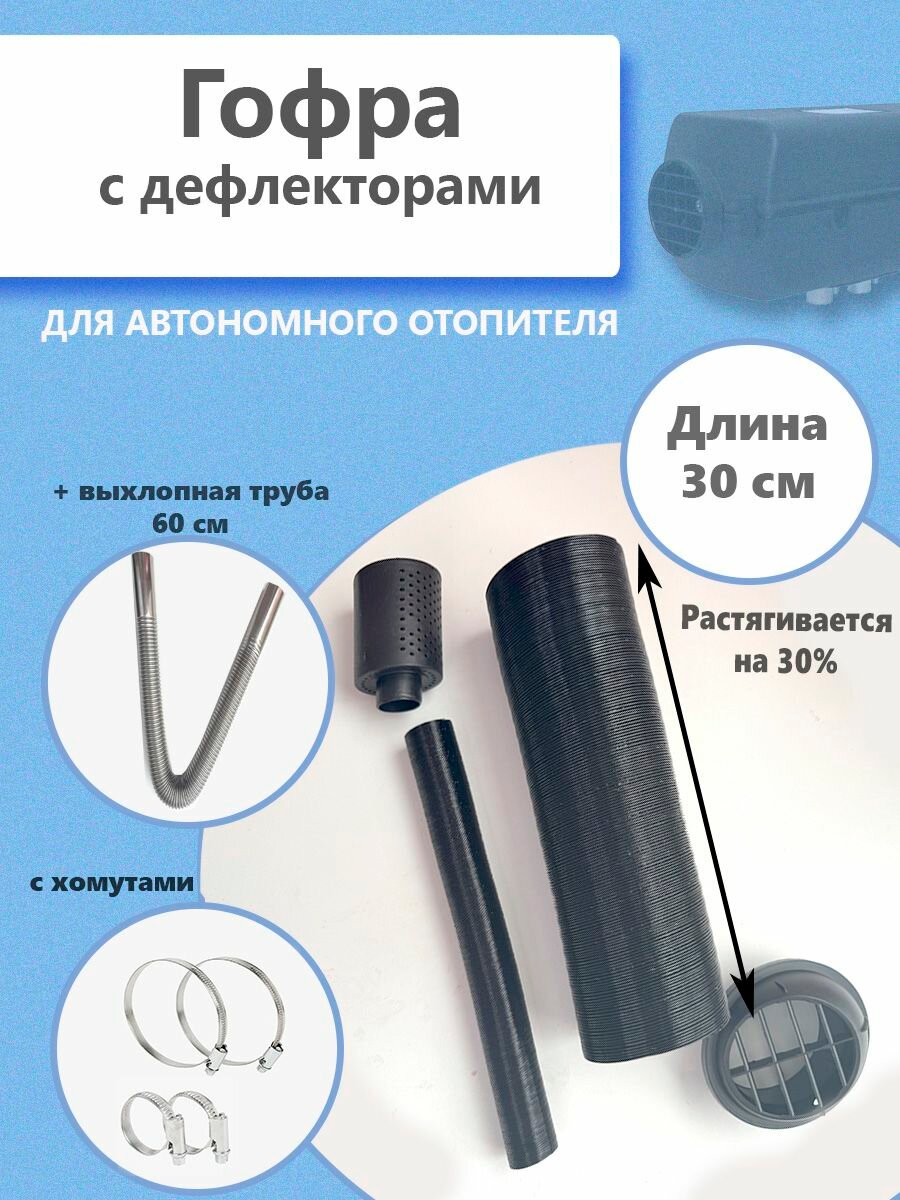 Гофра с дефлекторами и выхлопная труба для автономки