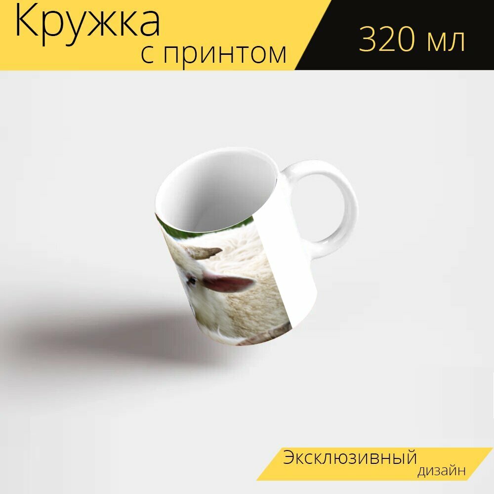 Кружка с рисунком, принтом "Овец, ягненок, шерсть" 320 мл.
