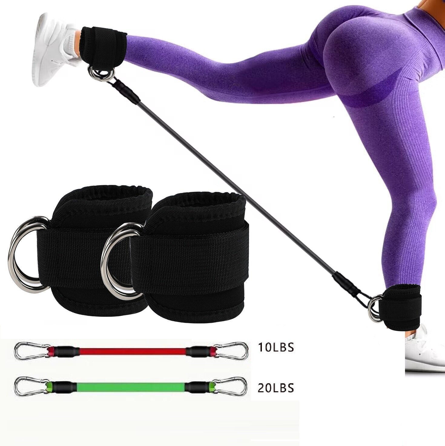 Резиновый эспандер, для ног и ягодиц, трубчатый, с манжетами, для фитнеса