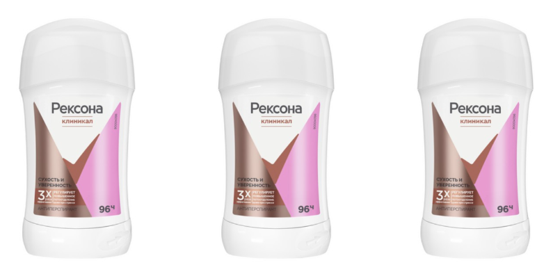 Рексона Дезодорант-антиперспирант Clinical Protection, Сухость и уверенность, 40 мл, 3 шт