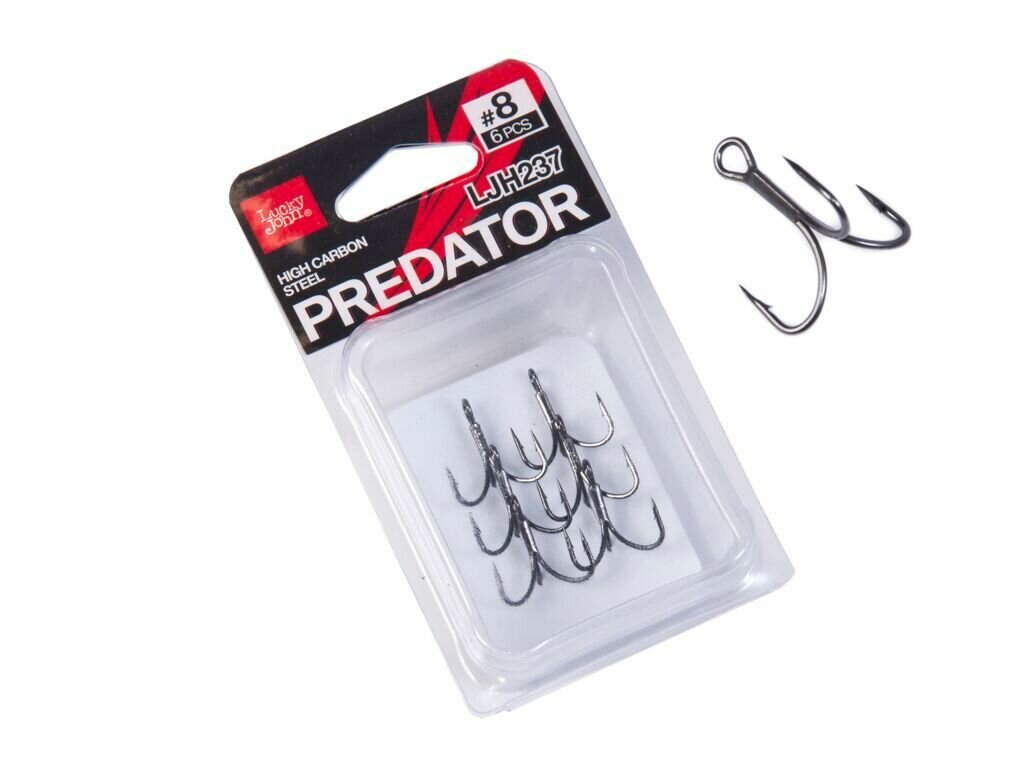 Крючки-тройники Lucky John PREDATOR сер. LJH237 разм.008 6шт.