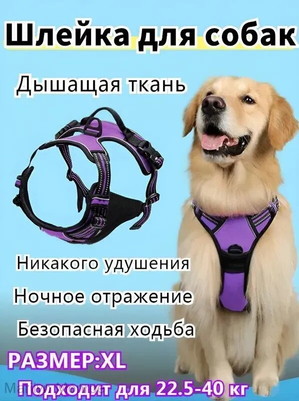 Нагрудная шлейка для средних и крупных собак, Нагрудная шлейка для собак, ночная светоотражающая