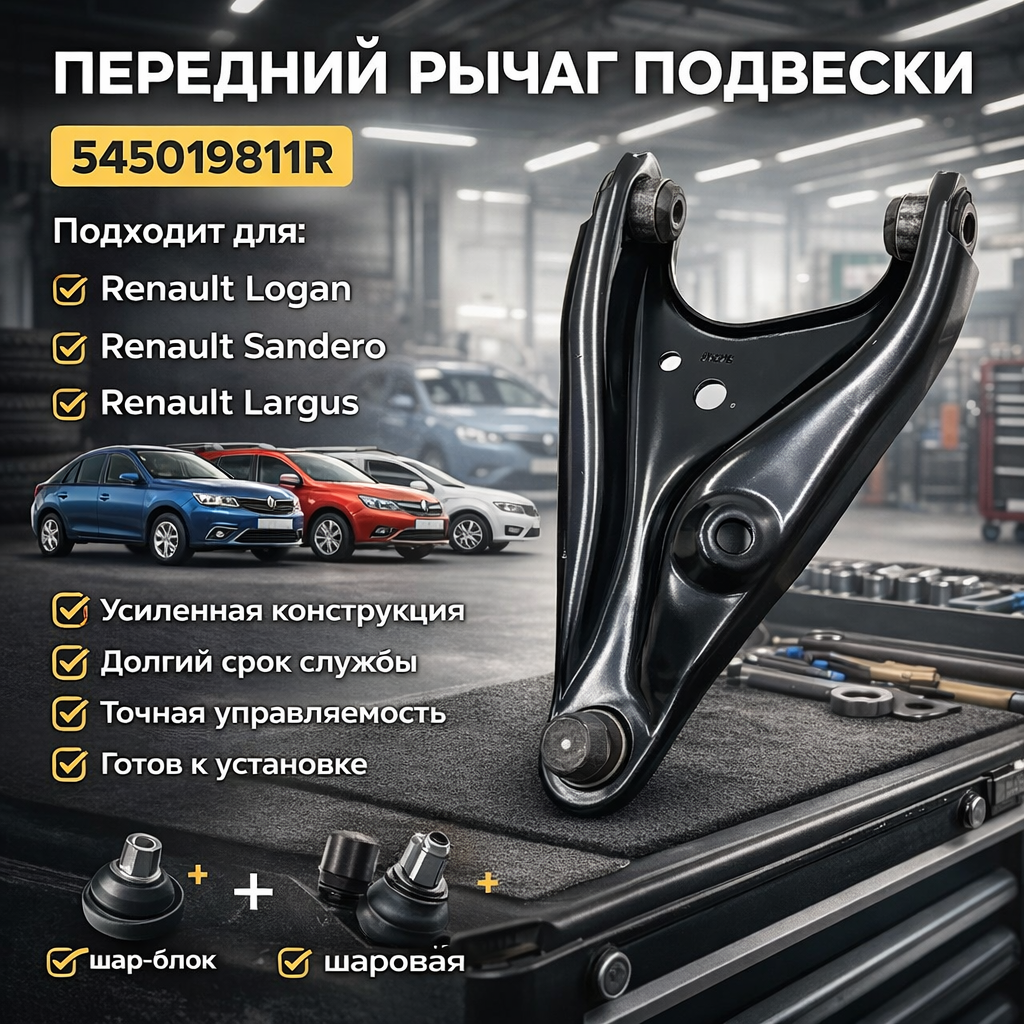 Рычаг подвески передний Renault 545019811R подходит: Renault Logan Sandero Largus