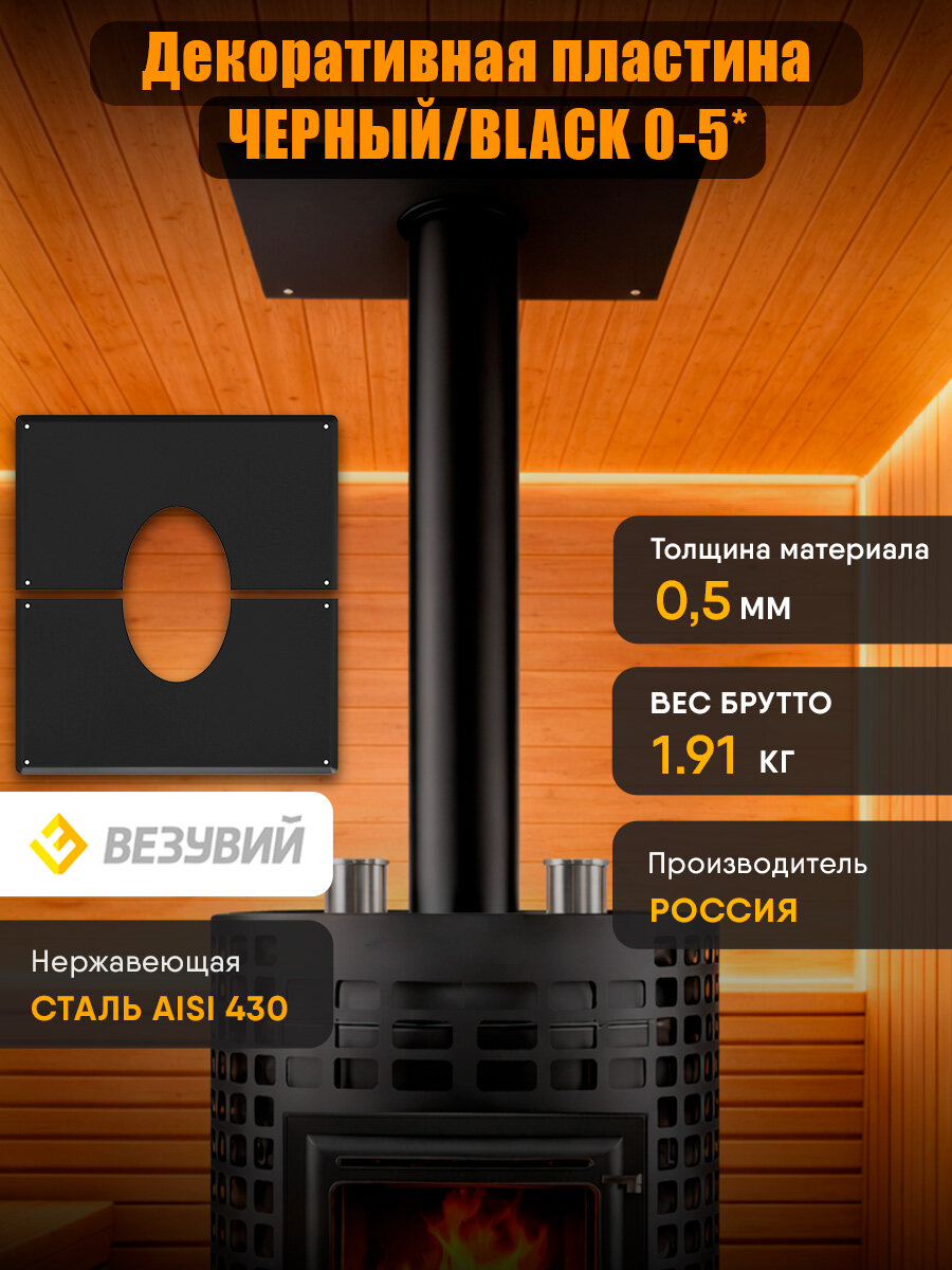 Декоративная пластина Эмаль Черная (430 0,8мм 560х580мм) 0-5° д.205