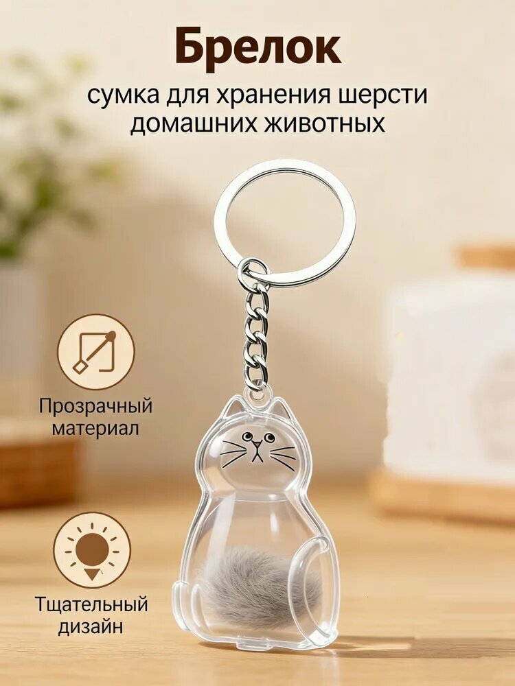 Прозрачный брелок для волос питомца, пластик, для кошек и собак, память о питомце, подарок для любителей животных