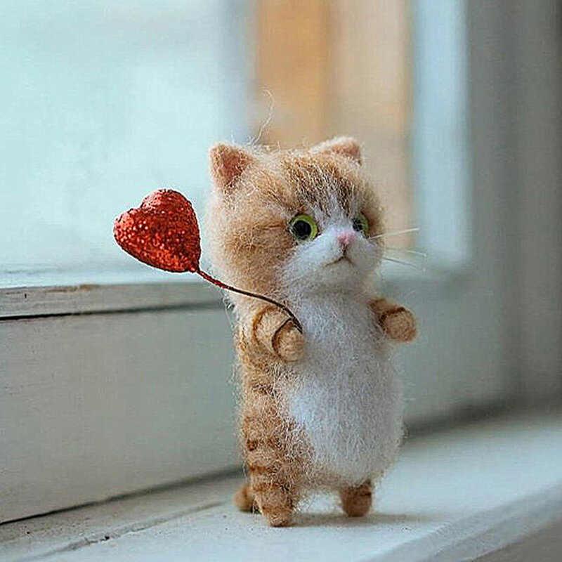 Войлочный Набор для валяния игрушки из шерсти "Кошки". Поделки для творчества