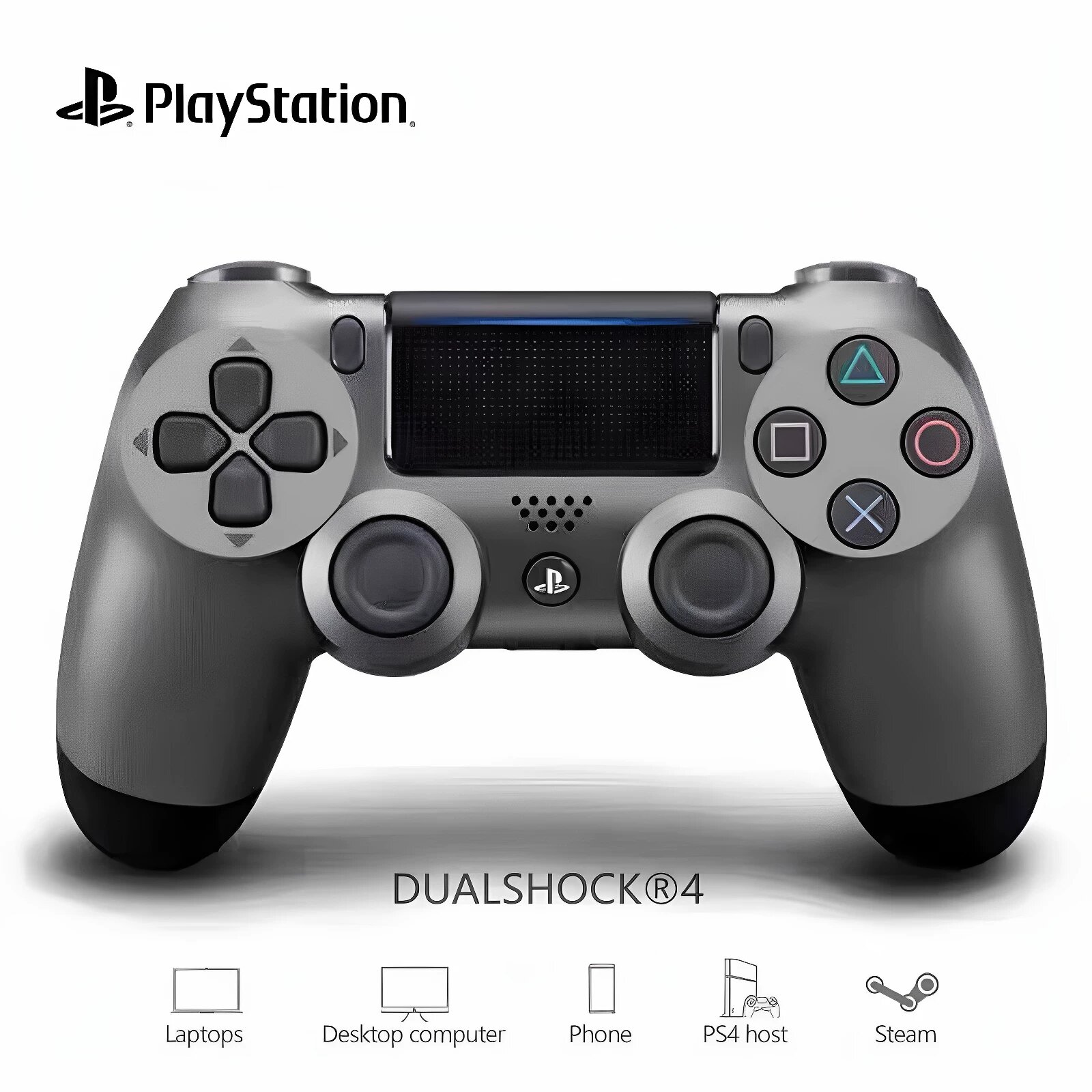Беспроводной Bluetooth-контроллер PS4 для Android, смартфона, ПК и Steam — Стальной серый