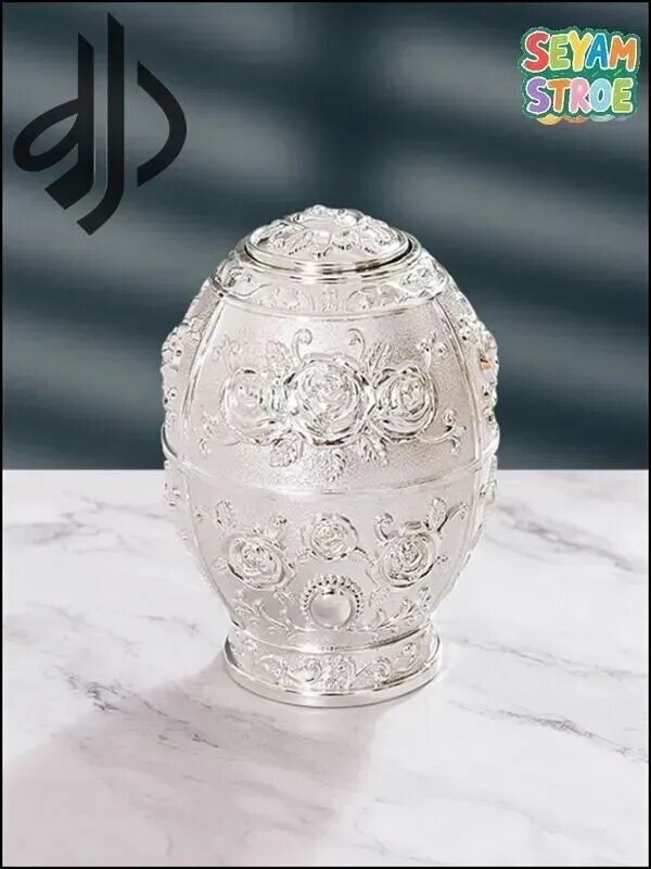 Эксклюзивный автоматический контейнер для зубочисток 'Яйцо Фаберже' - перламутровый с золотом, пластик, для кухни в стиле барокко