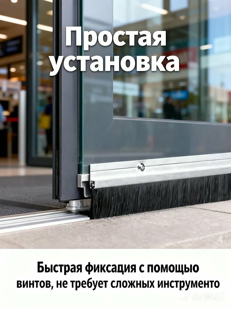Линейный пороговый щеточный уплотнитель H-алюминиевый профиль 40H-70 (для ворот, роллет) 1000мм