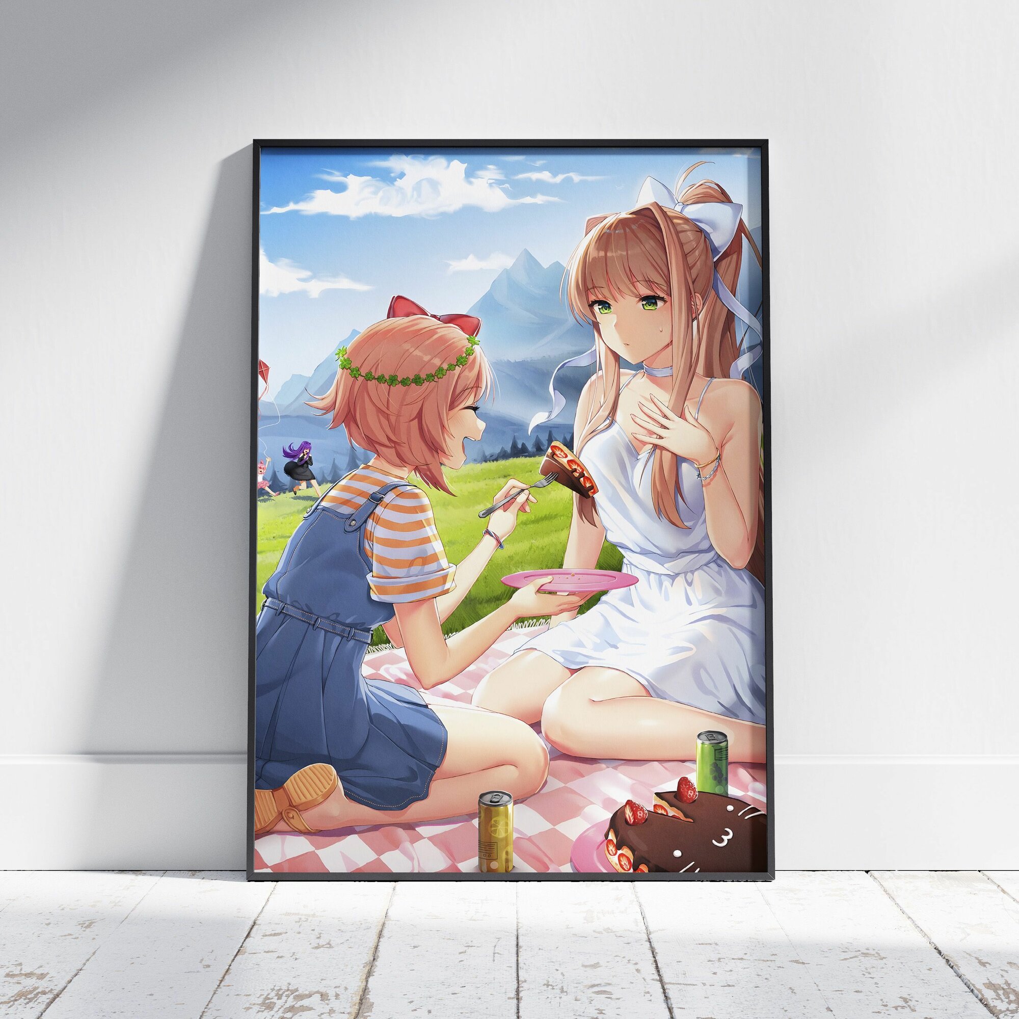 Плакат на стену для интерьера Литературный клуб Доки Доки (DDLC - Моника и Сайори 2) - Постер по игре визуальной новелле формата А3 (30x42 см)
