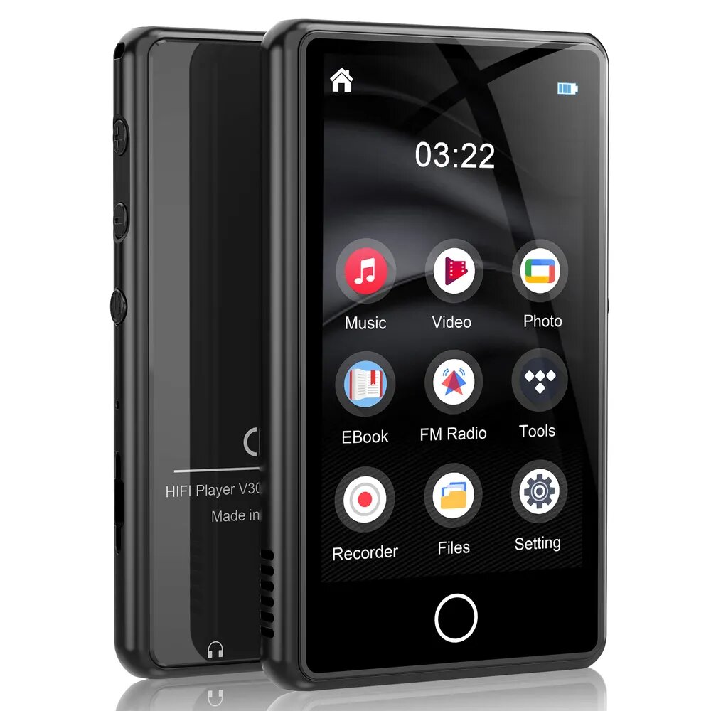 Milochic MP3-плеер V30 16 ГБ, портативный музыкальный плеер с 3-дюймовым IPS-экраном и Bluetooth