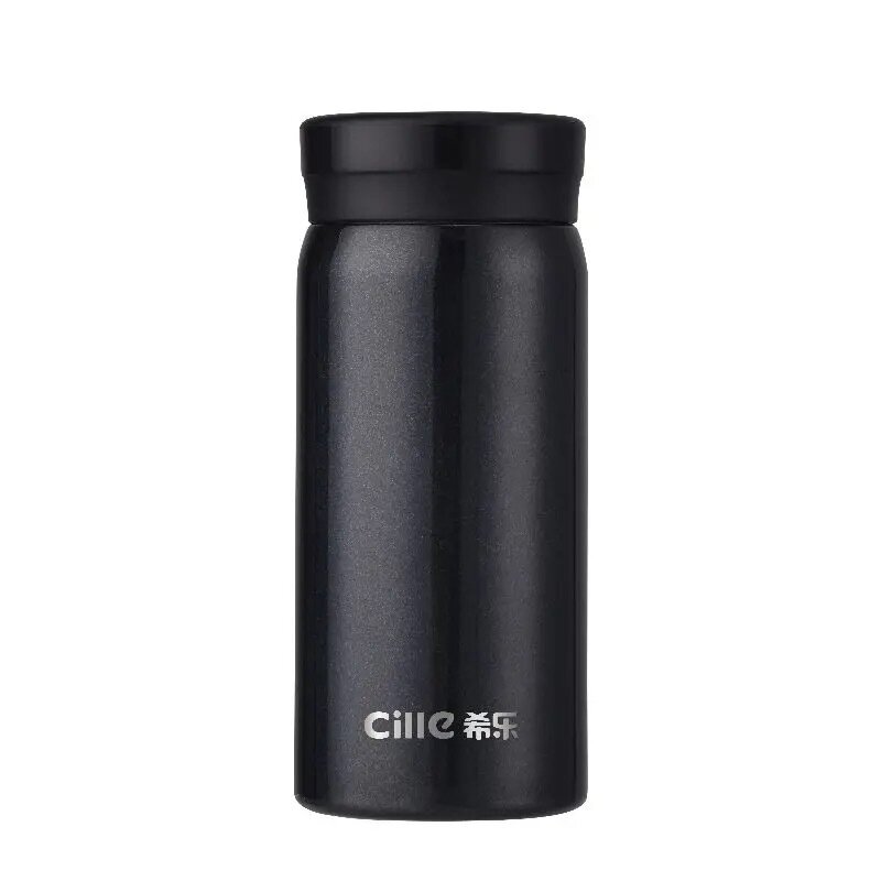 Портативная вакуумная колба Xile Pocket Cup, для девочек, 200мл, с принтом, черная