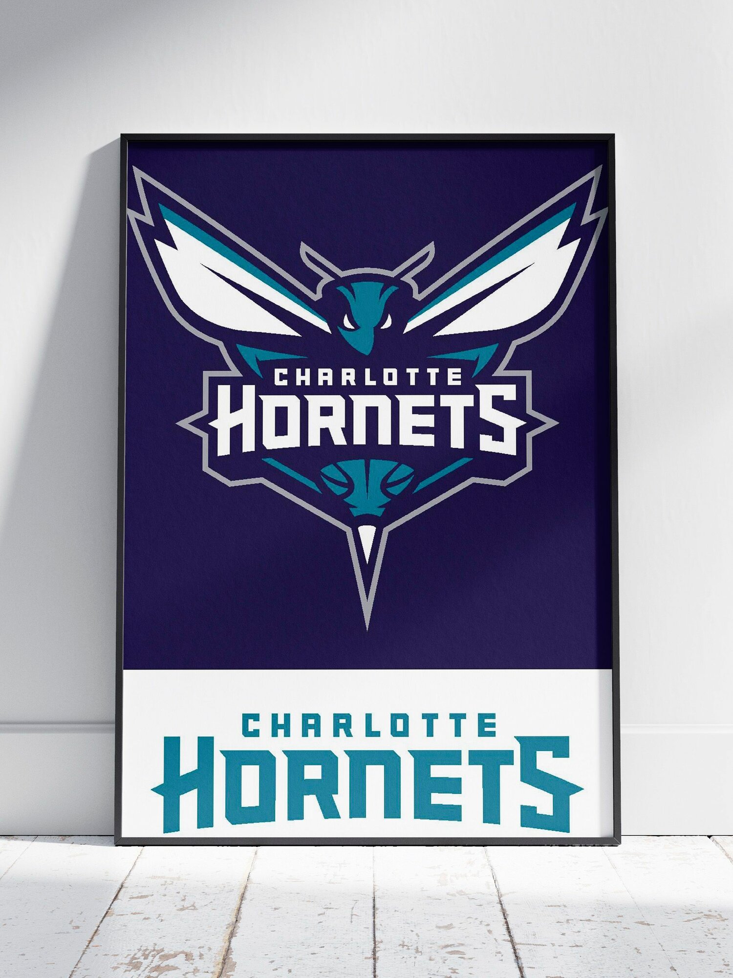 Плакат на стену для интерьера Команды Баскетбол (Шарлотт Хорнетс - Charlotte Hornets 2) - Постер по спорту и физической активности формата A3 (30x42 см)
