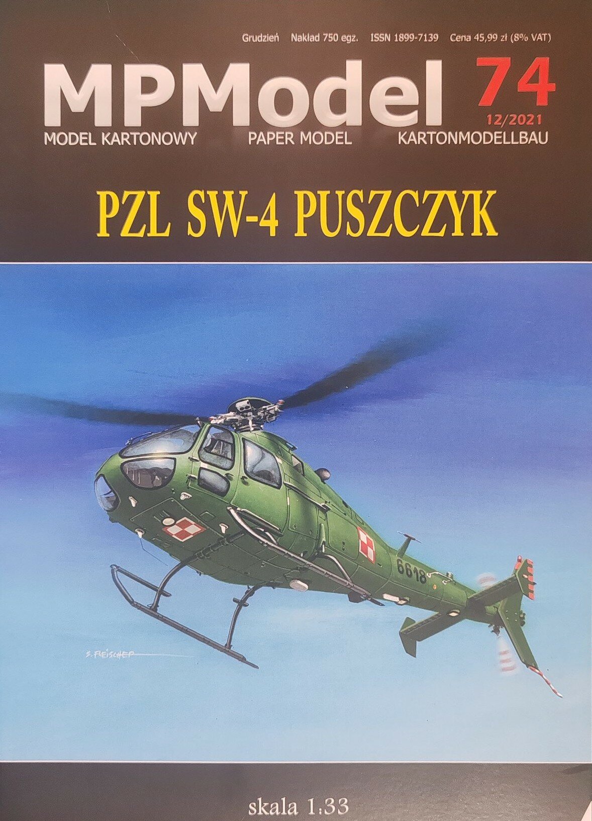 Сборная бумажная модель Вертолет SW-4 Puszczyk - MPModel №74 (журнал)
