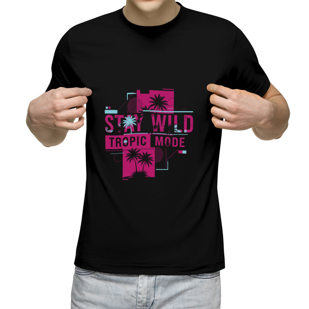 Мужская футболка «STAY WILD» (черный, M)