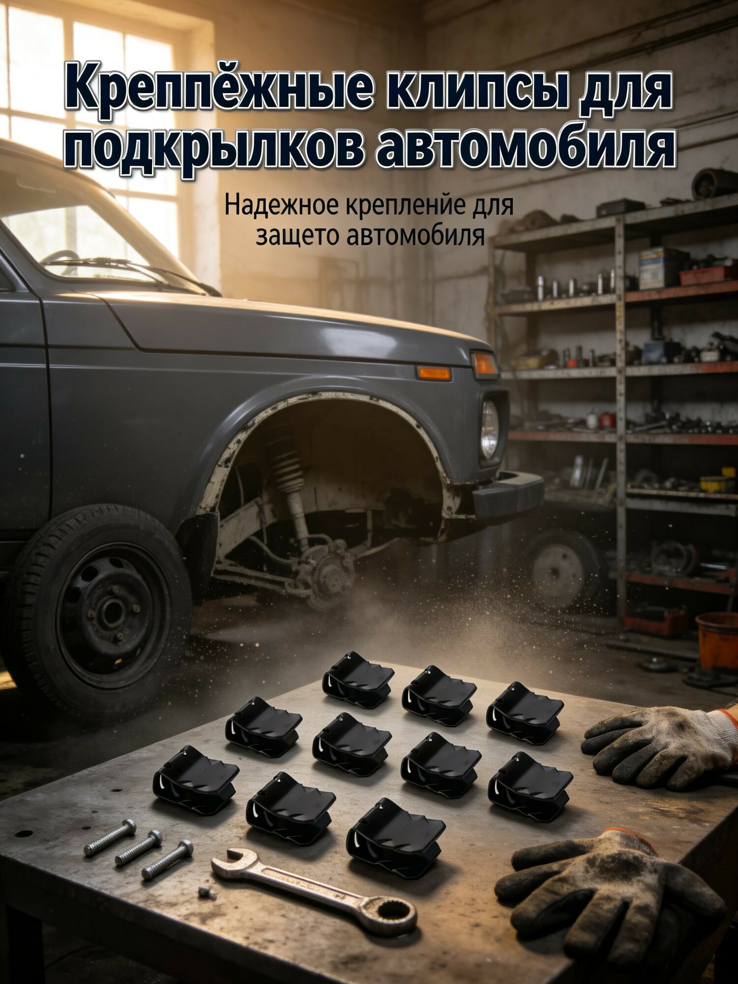 Крепёжные клипсы для подкрылков автомобиля, металлические U-образные зажимы с антикоррозийным покрытием для фиксации брызговиков в комплекте 10 шт
