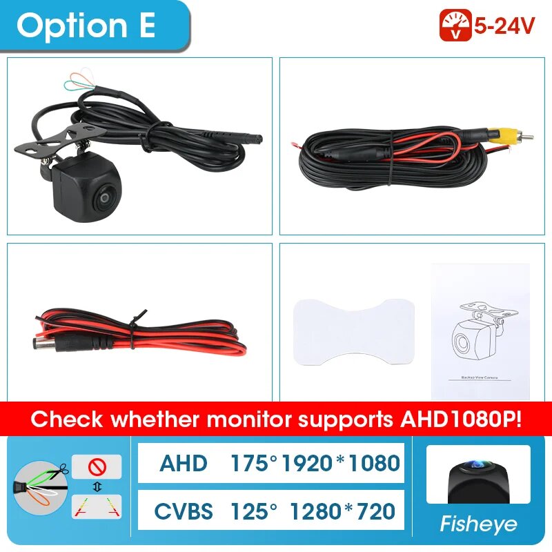 Автомобильная камера заднего вида AHD 1080P 175deg (E)