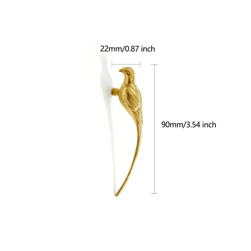 Латунные дверные ручки для шкафа с птицами, ручки для ящиков, ручки для 1 Pieces, Bird - Right