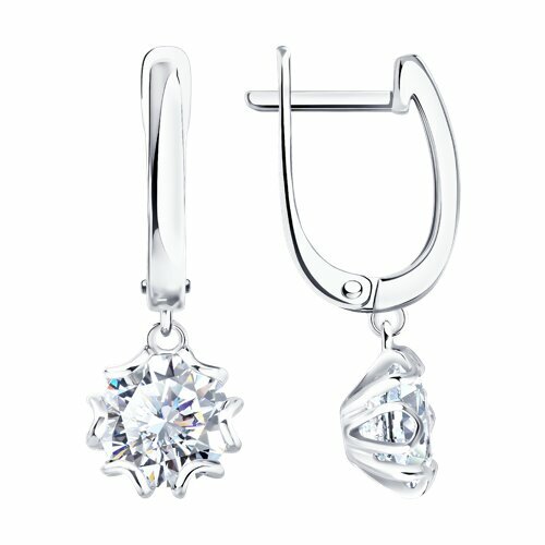 Серьги, серебро, 925 проба, родирование, фианит