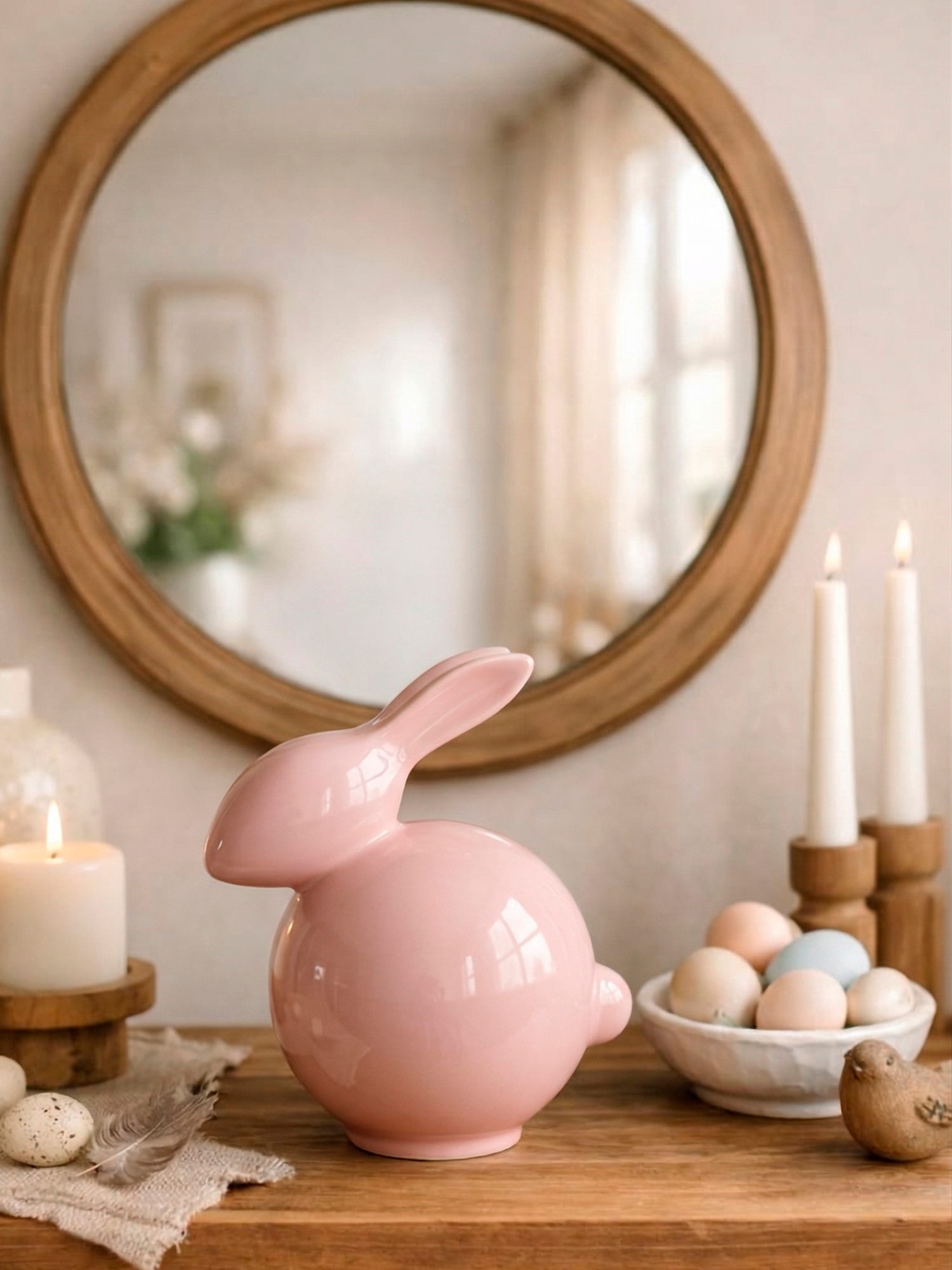 Статуэтка HIll & Mill "Rabbit", керамическая, ручная работа, 20см, розовая