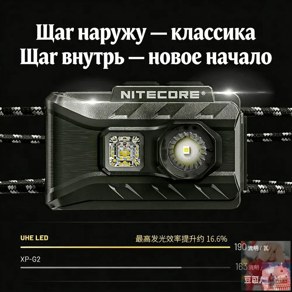Nitecore NU20 Classic Ультралегкий налобный фонарь для головы для открытым воздуха 360 Лм 109м IP66, Белый, черный матовый — фото 1