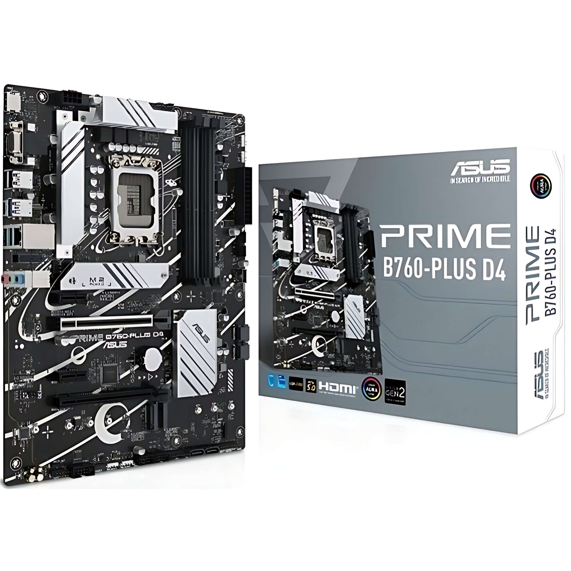 Материнская плата ASUS PRIME B760-PLUS D4 (LGA1700/B760/4xDDR4/2xPCI-Ex16/3xM.2/SB7.1/GLAN/Wi-Fi/BT/DP/HDMI/VGA/ATX)