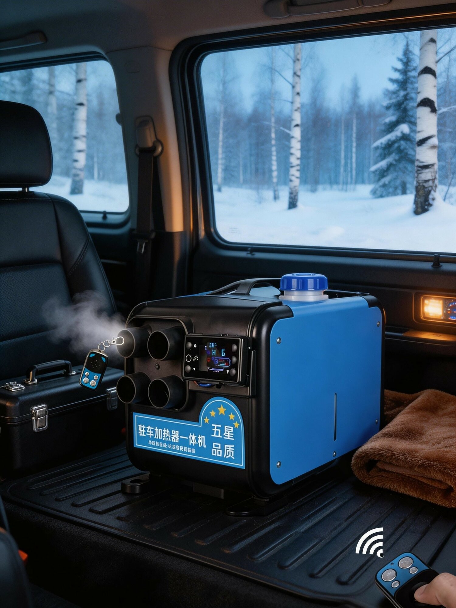 Автономный дизельный отопитель 12V/24V/220V с ЖК-дисплеем, пультом, встроенный бак,150g/h,9кг для палатки, фургона