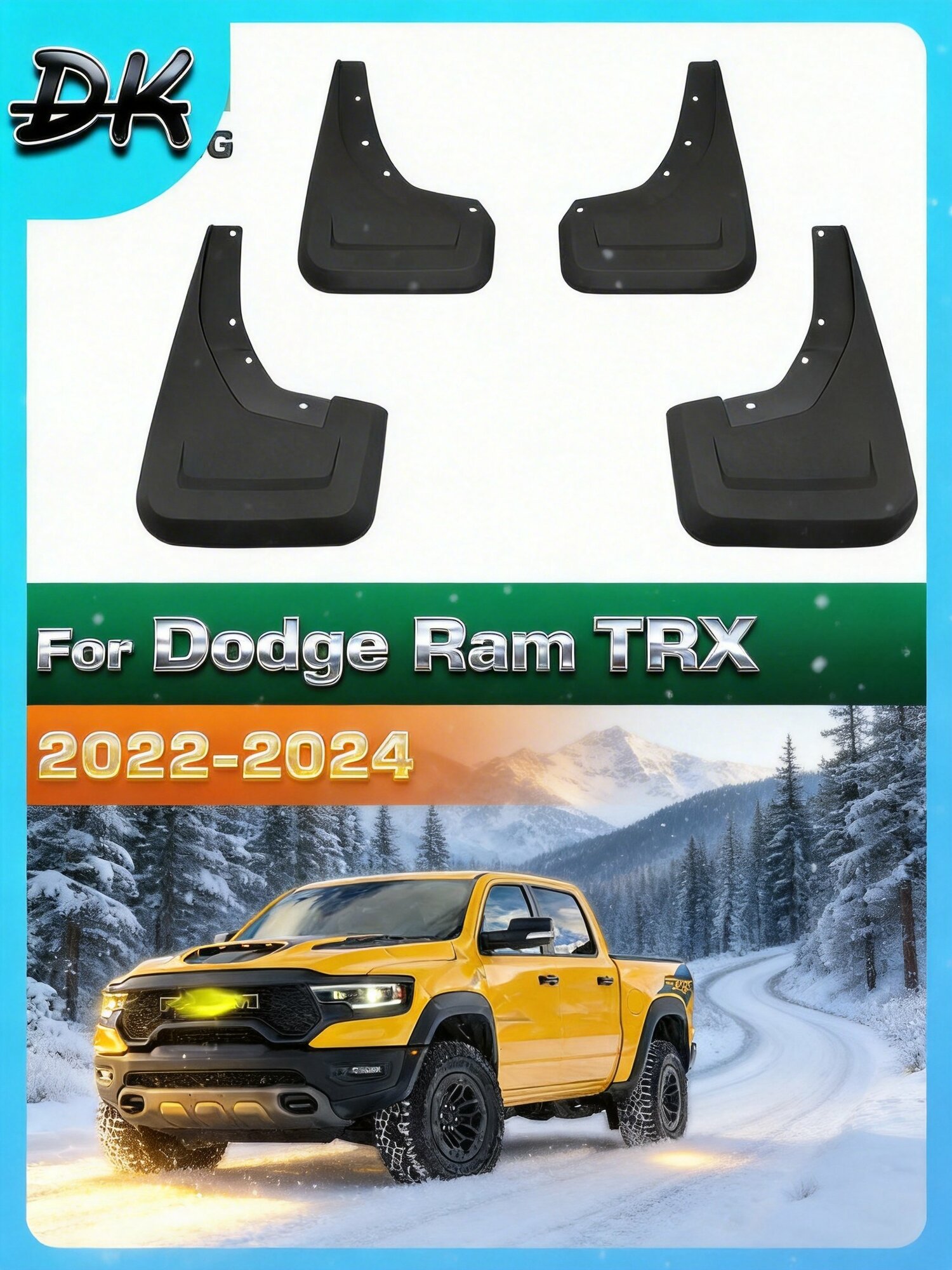 GREATROAD брызговики для Dodge Ram TRX 2022-2024, передние и задние комплект 4 шт ABS защита кузова от грязи и дорожной соли