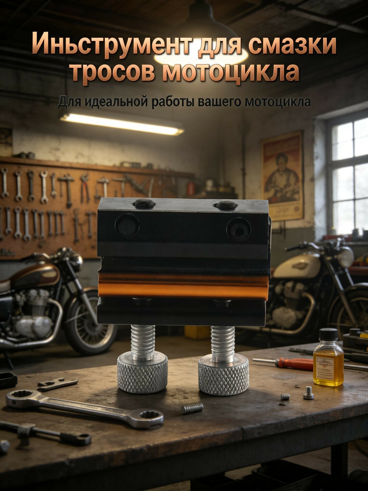 Двойной кабельный лубрикатор для смазки алюминиевого троса мотоцикла, металлическая масленка черного цвета