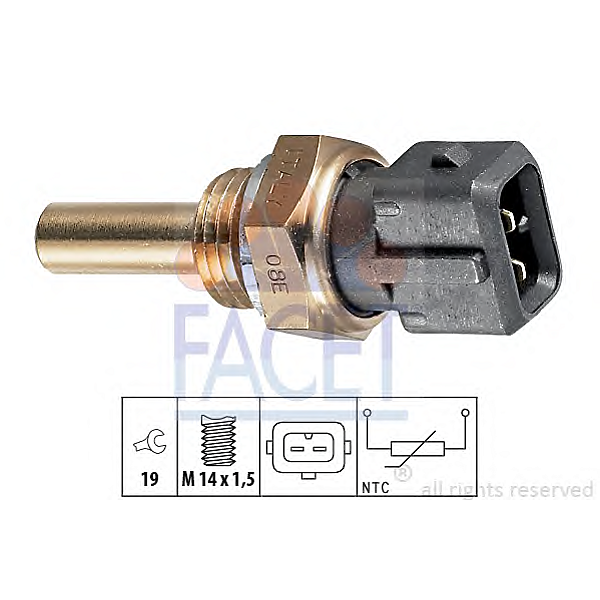FACET 7.3176 (12621710535 / 12621747281 / 1710535) датчик температуры охлаждающей жидкости\ BMW (БМВ) e36 / e34