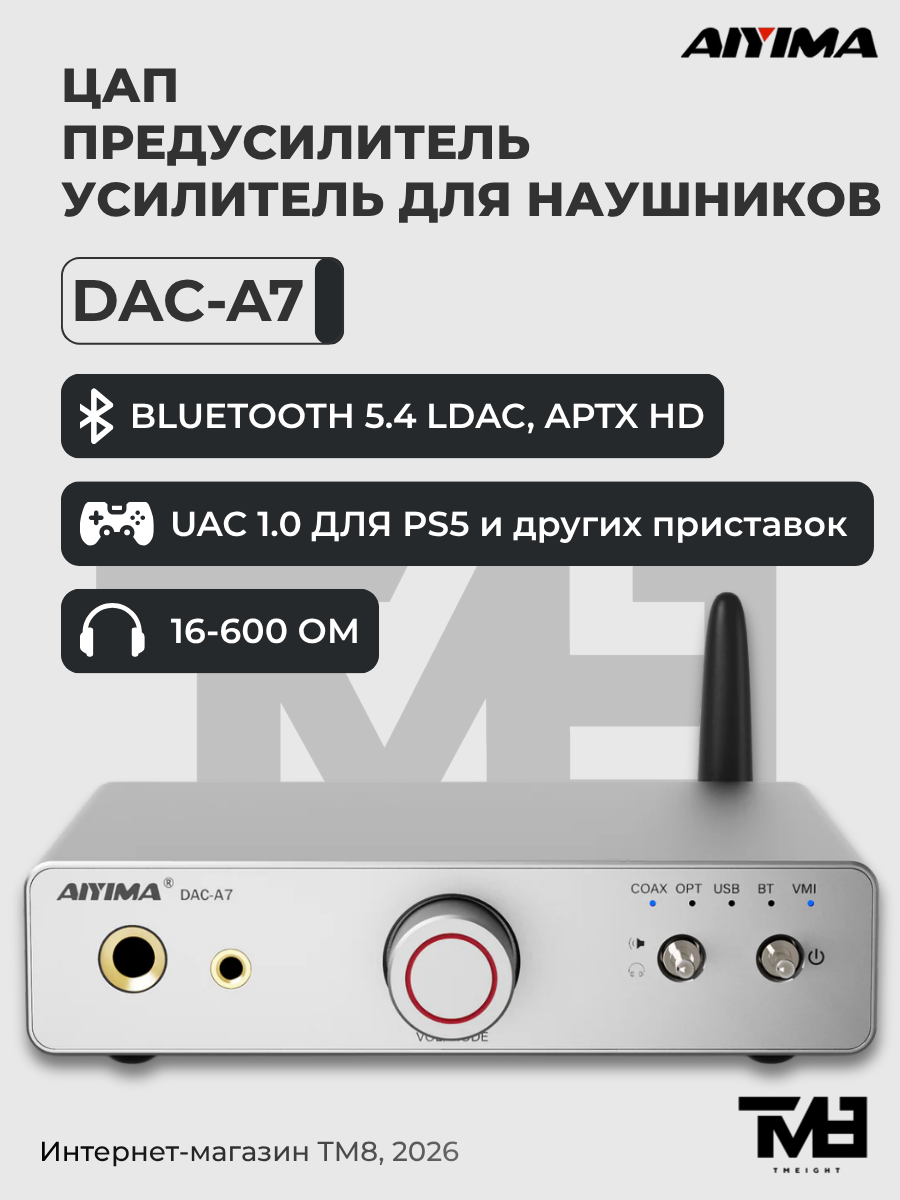 Усилитель для наушников/Предусилитель/ЦАП AIYIMA DAC-A7 Bluetooth